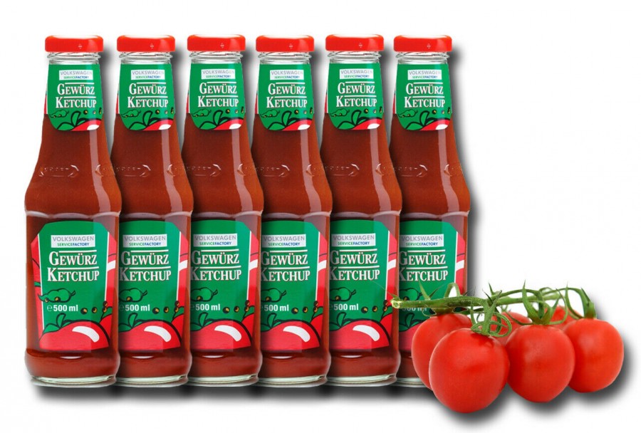6 Flaschen Original Volkswagen VW Gewürz Ketchup Curry 500ml, ZDK 259 ...